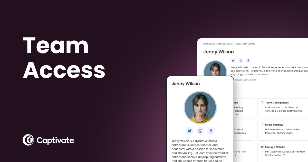 Team Access - Captivate Unlimited Podcast Hosting & Analytics