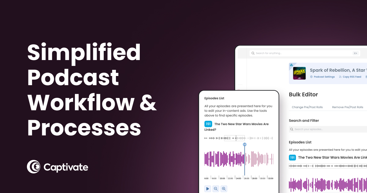 Simplified Podcast Workflow & Processes - Captivate Unlimited Podcast Hosting & Analytics